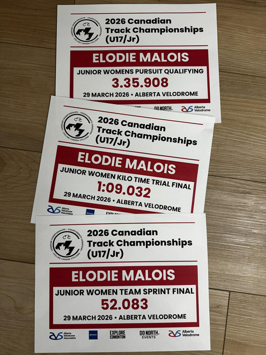 Les Championnats canadiens juniors sur piste - Edmonton, 27 au 29 mars 2026